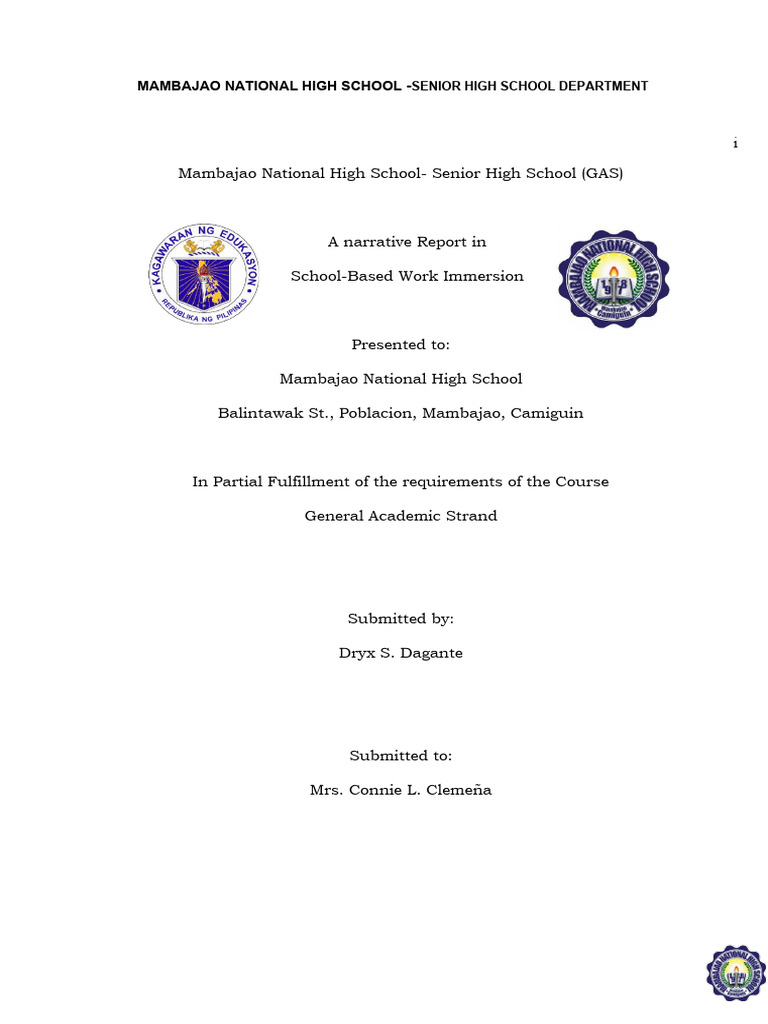 ABM Students' Work Immersion Report | PDF | Teachers | Reflective Practice
