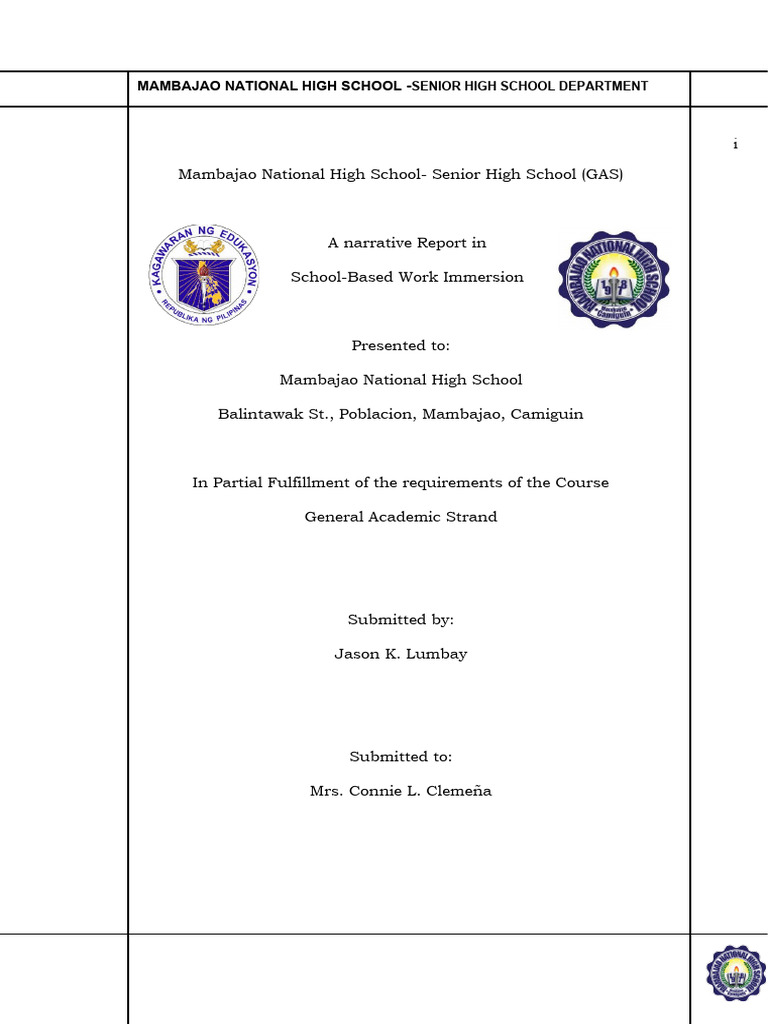 Work Immersion Format ABM | PDF