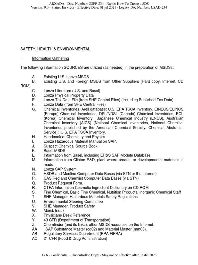 How To Create A SDS | PDF | Safety | Chemistry