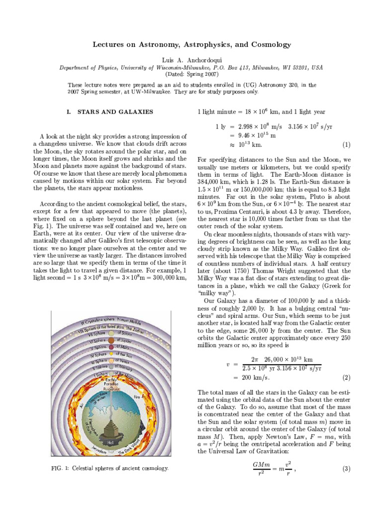 320 - Lectures On Astronomy, Astrophysics, and Cosmology | PDF
