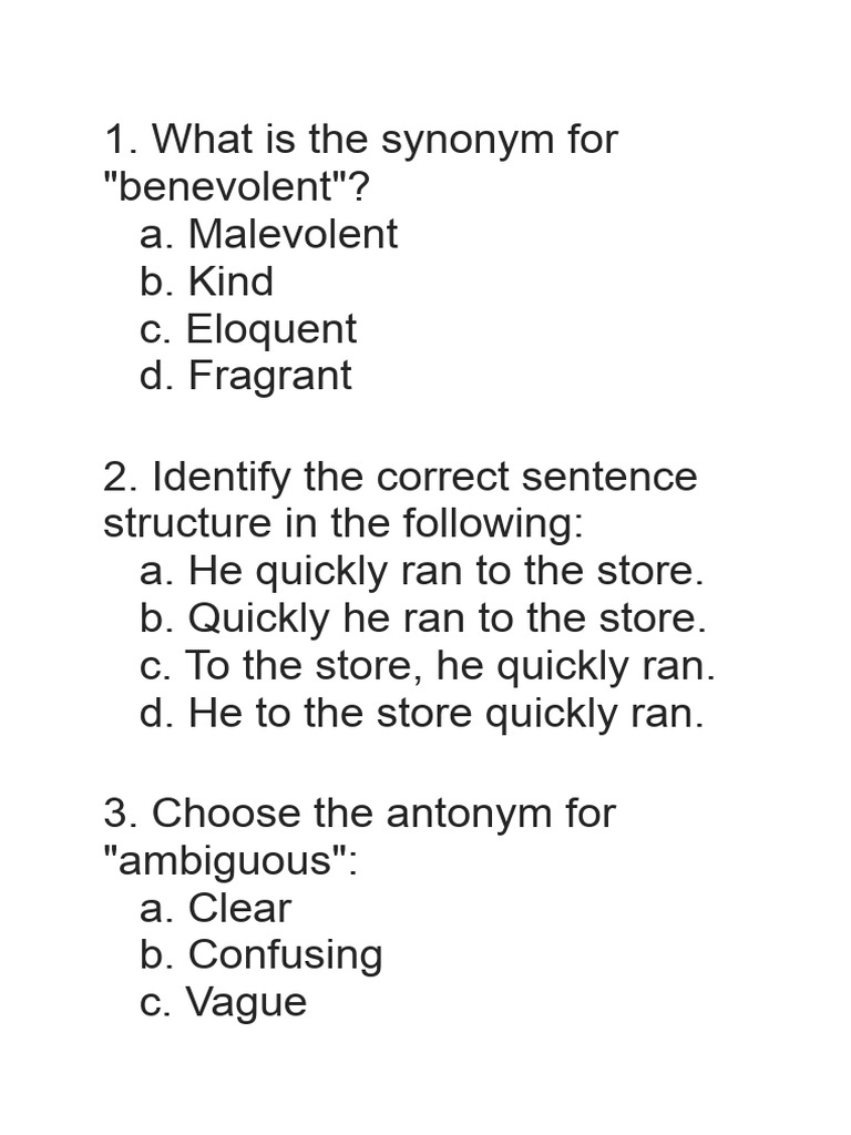 Lexis and Structure Practice Questions | PDF | Part Of Speech | Human ...
