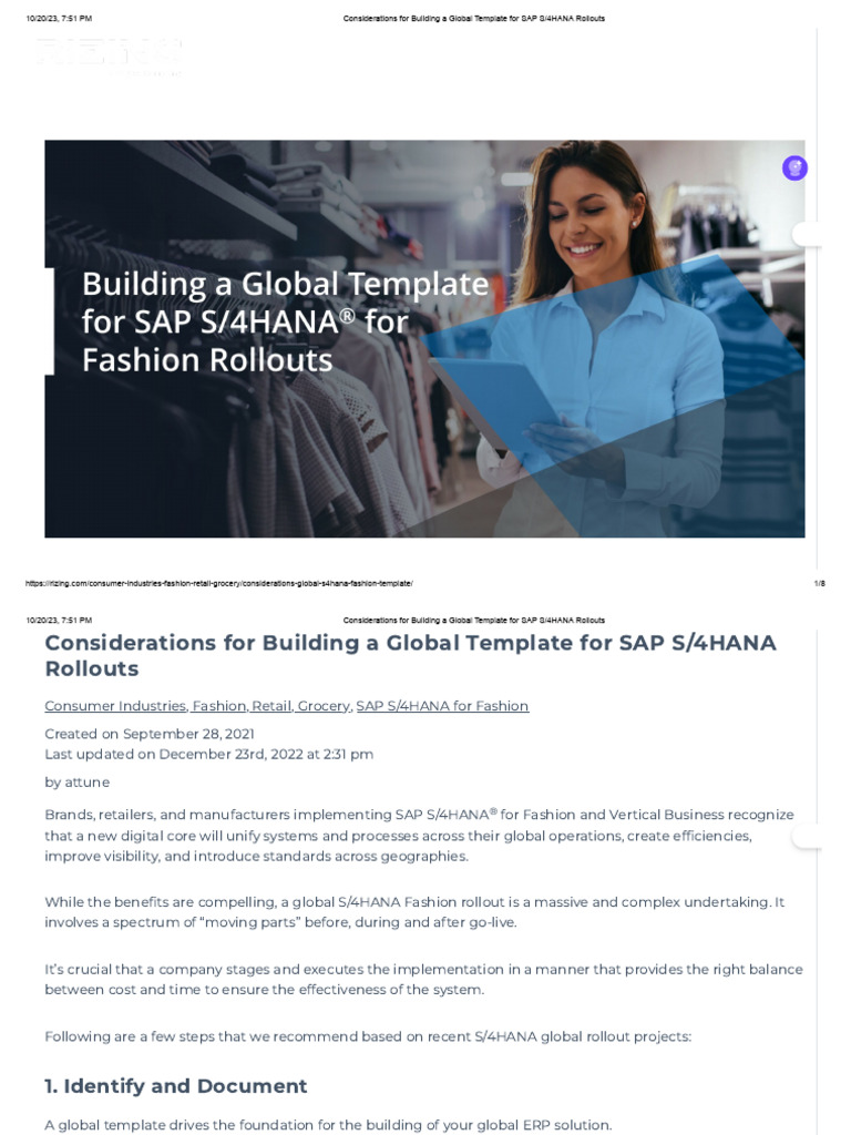 Considerations For Building A Global Template For SAP S - 4HANA ...