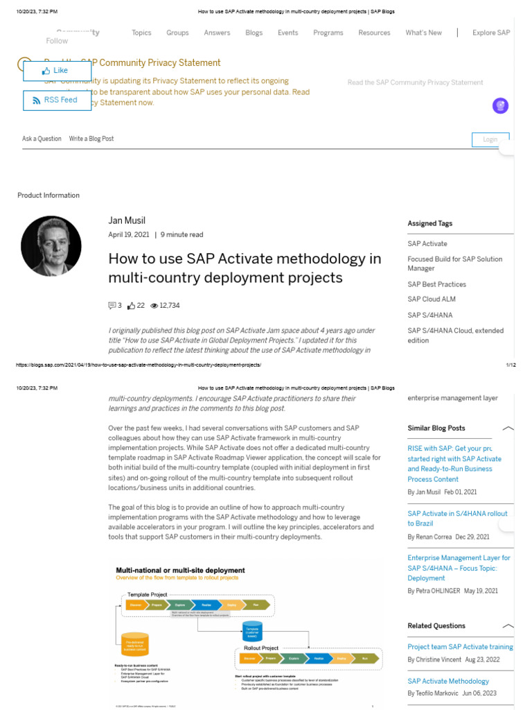 SAP Activate Methodology in Multi-Country Deployment Projects | PDF | Cloud Computing | Business ...