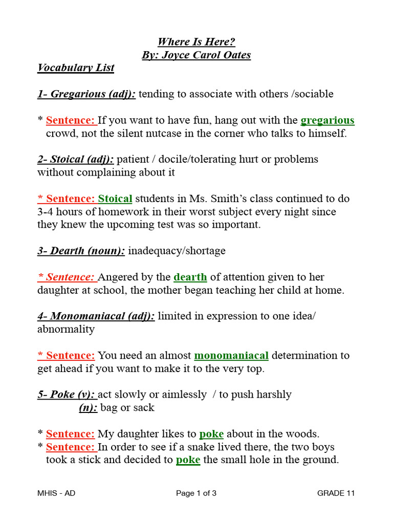 G11 - Reading - First Voc List | PDF | Language Arts & Discipline