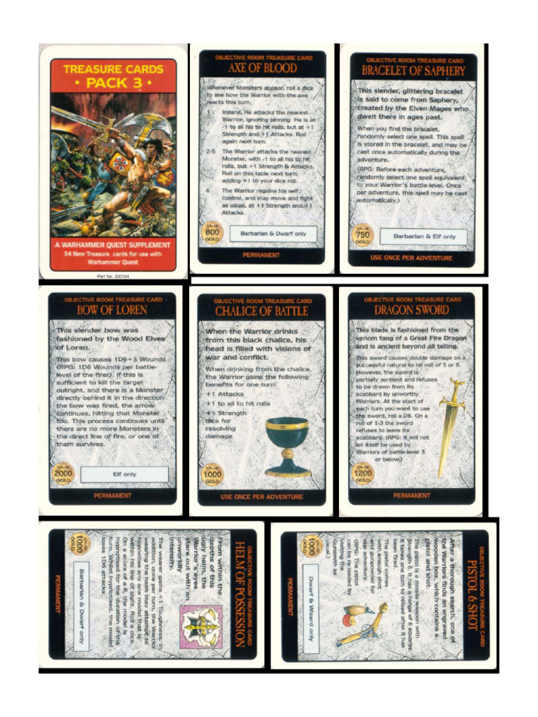 0warhammer Quest (Cards & Floorplans) Treasure Cards Pack 3 | PDF