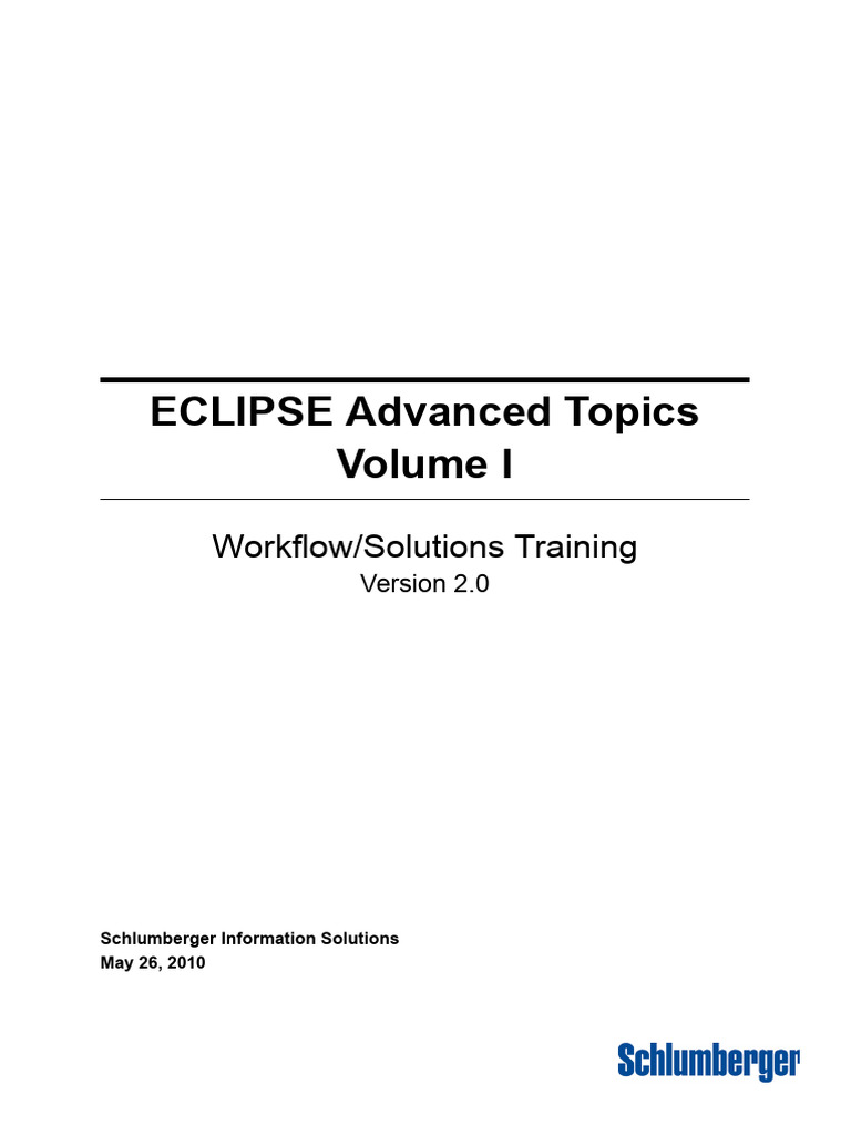 ECLIPSE 2.0 Advanced Topics Vol1 H | PDF | Chemical Equilibrium | Petroleum Reservoir