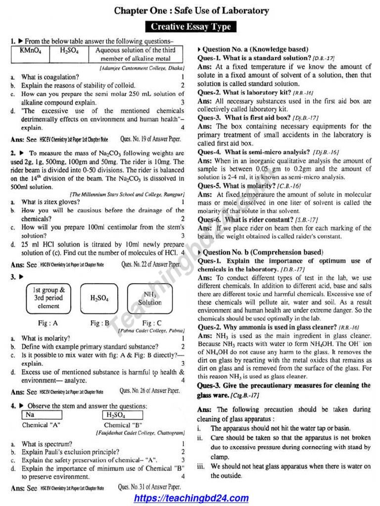 Ev HSC Chemistry 1st Paper 1st Chapter MCQ Question Answer | PDF