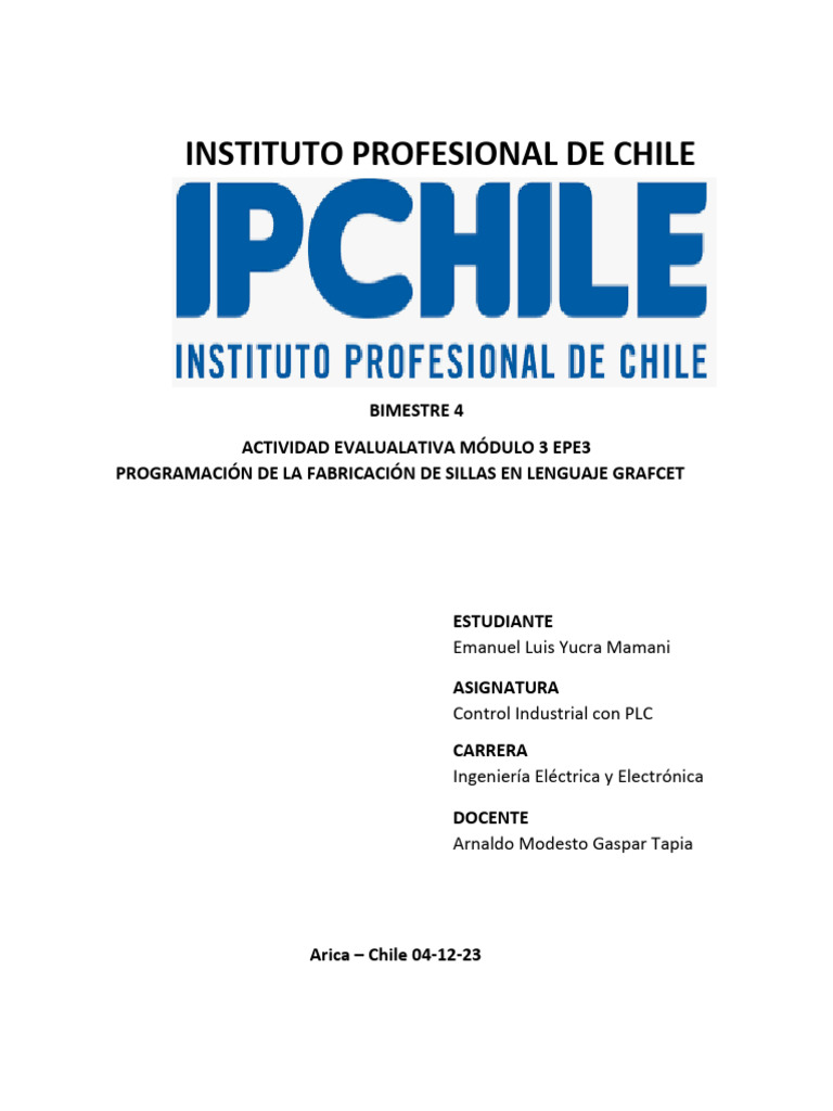 Informe PLC M3 EPE3 Emanuel Yucra B4 | PDF | Controlador lógico programable | Ingenieria Eléctrica