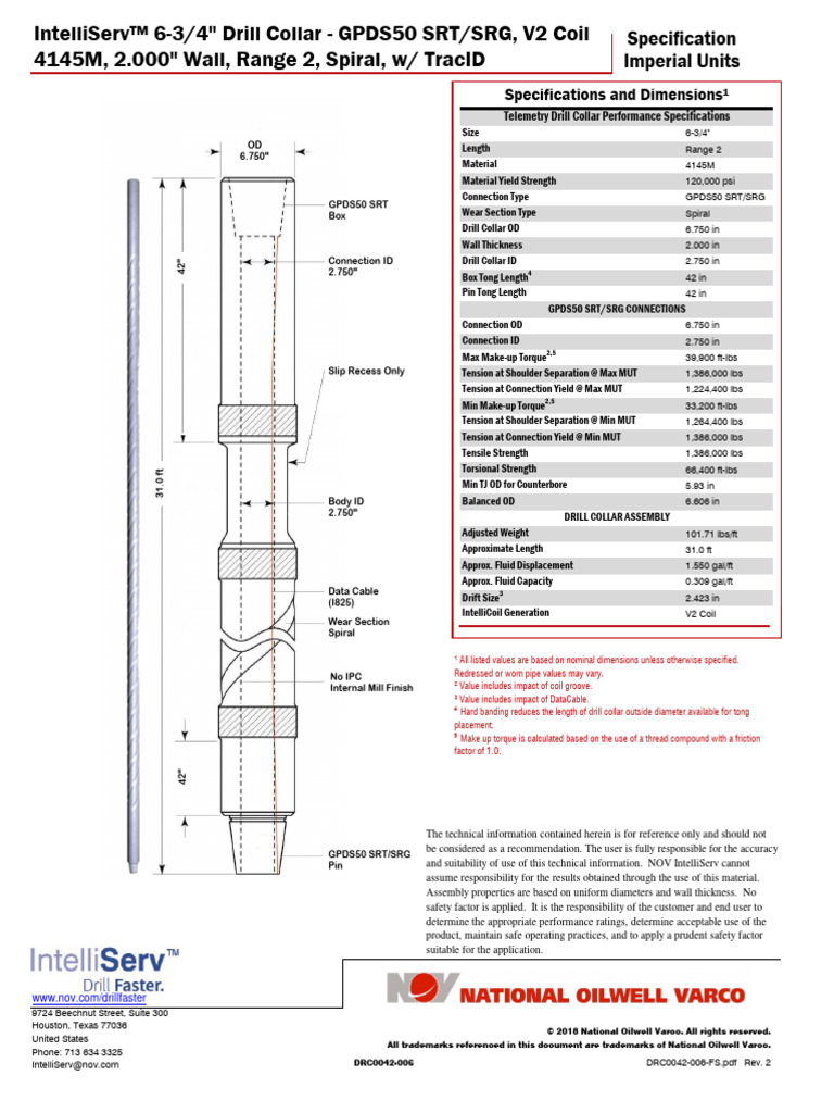 DRC0042-006-FS - 6.75in Drill Collars DS50 | PDF | Pipe (Fluid ...
