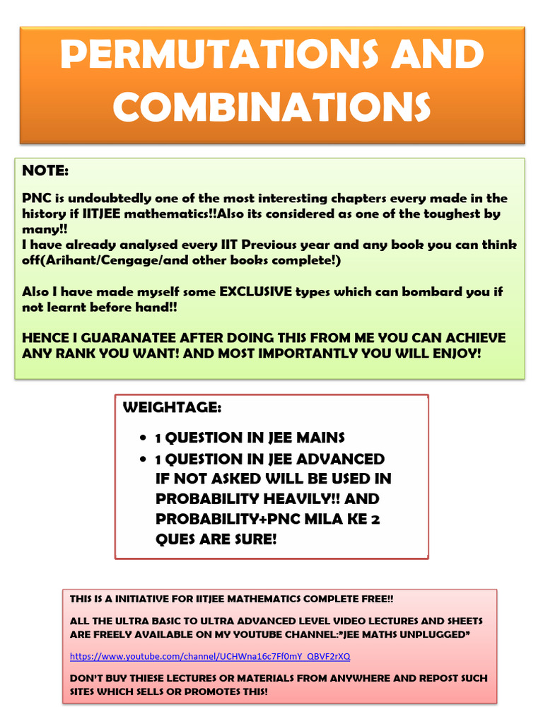 Permutations and Combinations | PDF | Science