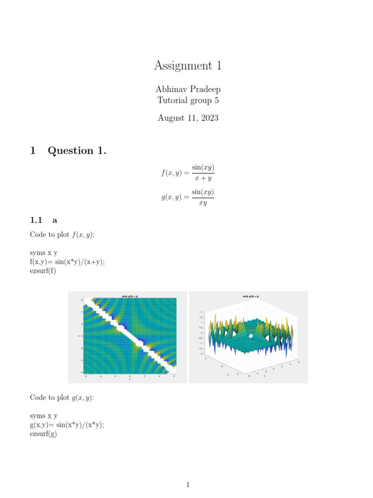 Assigment 1 | PDF | Mathematical Analysis | Mathematics