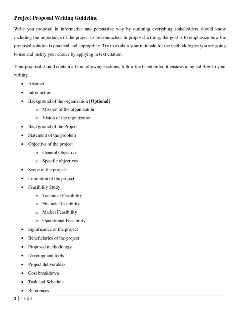 Proposal Writing Guideline | PDF | Goal | Feasibility Study