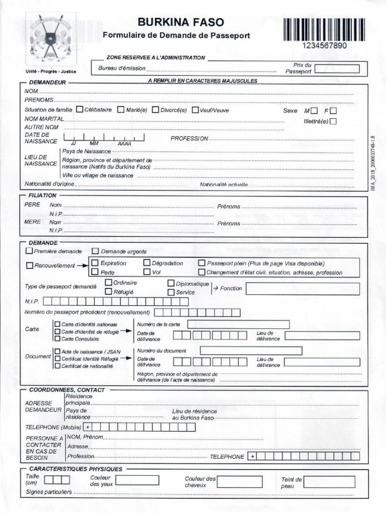 Formulaire Demande Passeport Service | PDF