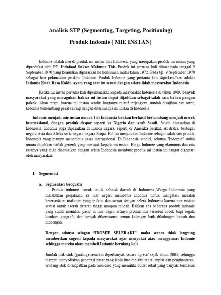 Analisis STP Produk Indomie | PDF | Kesehatan Holistik