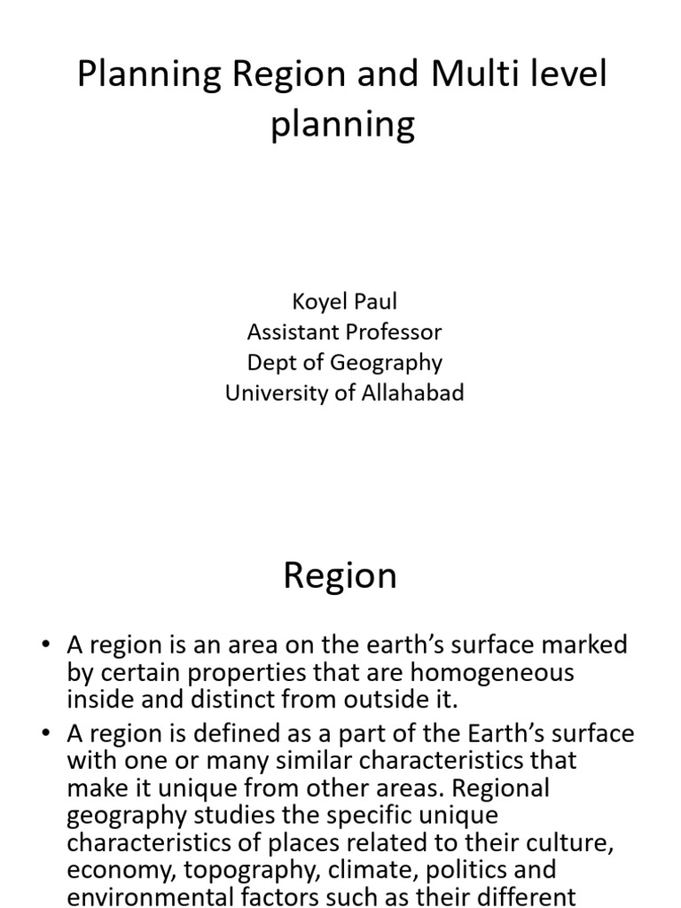 Planning Region and Multi Level Planning | PDF | Geography | Economies