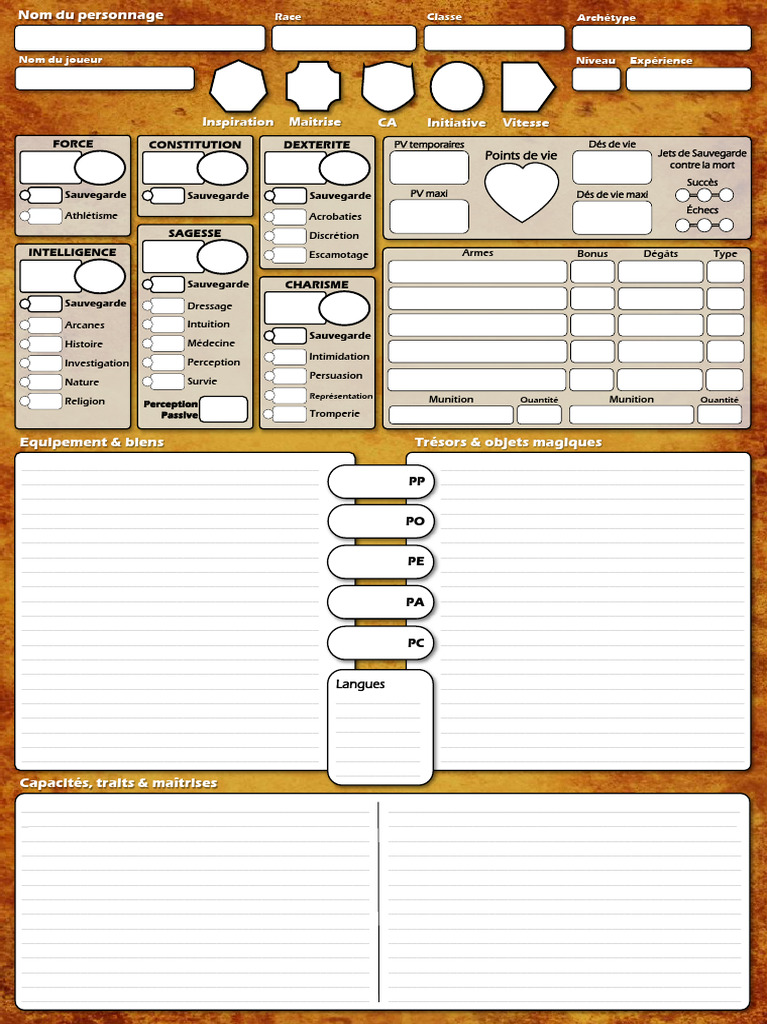 Feuille de Perso Alternative (DD5) | PDF