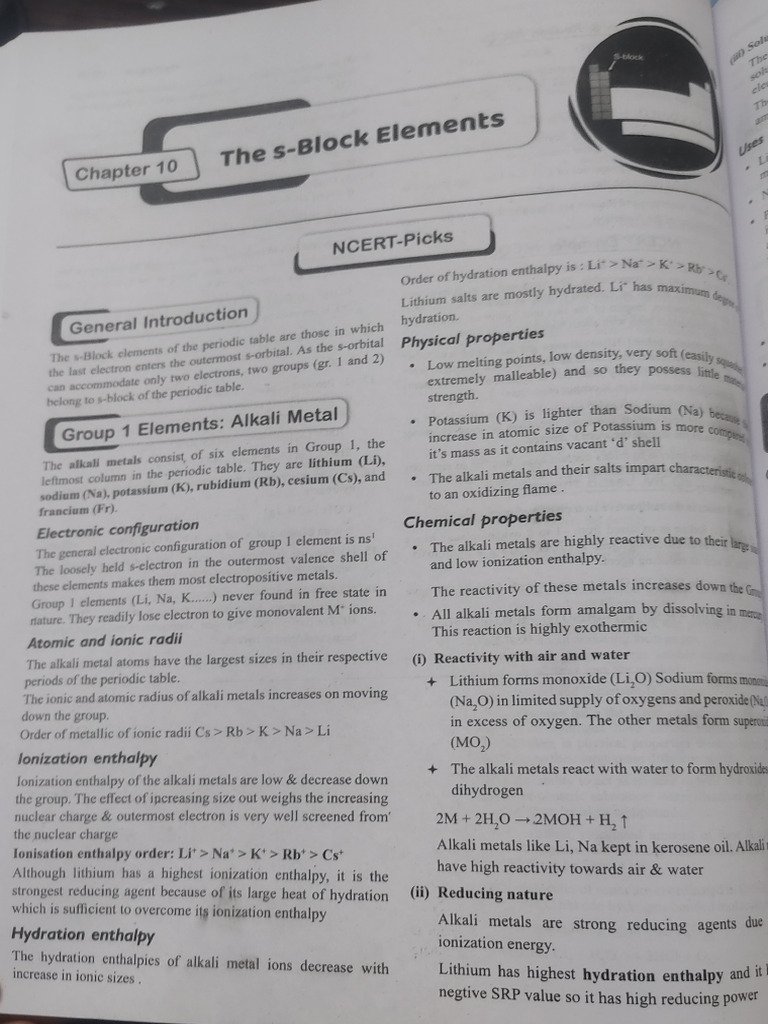 S Block Elements | PDF