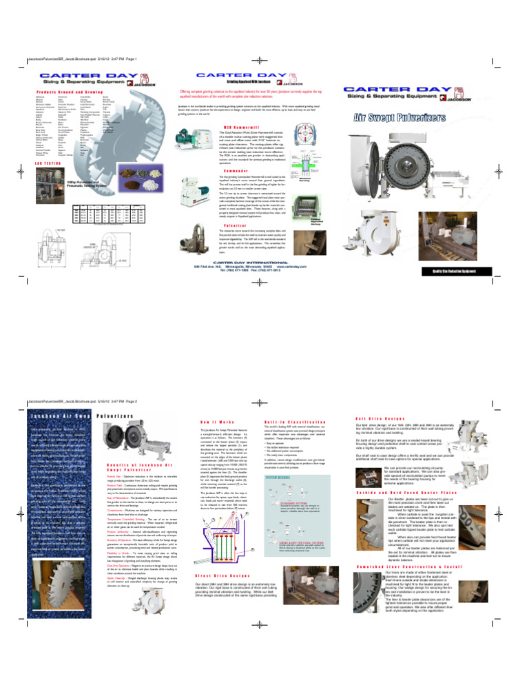 Jacobson Pulverizer Brochure 2012 | PDF | Mill (Grinding) | Materials