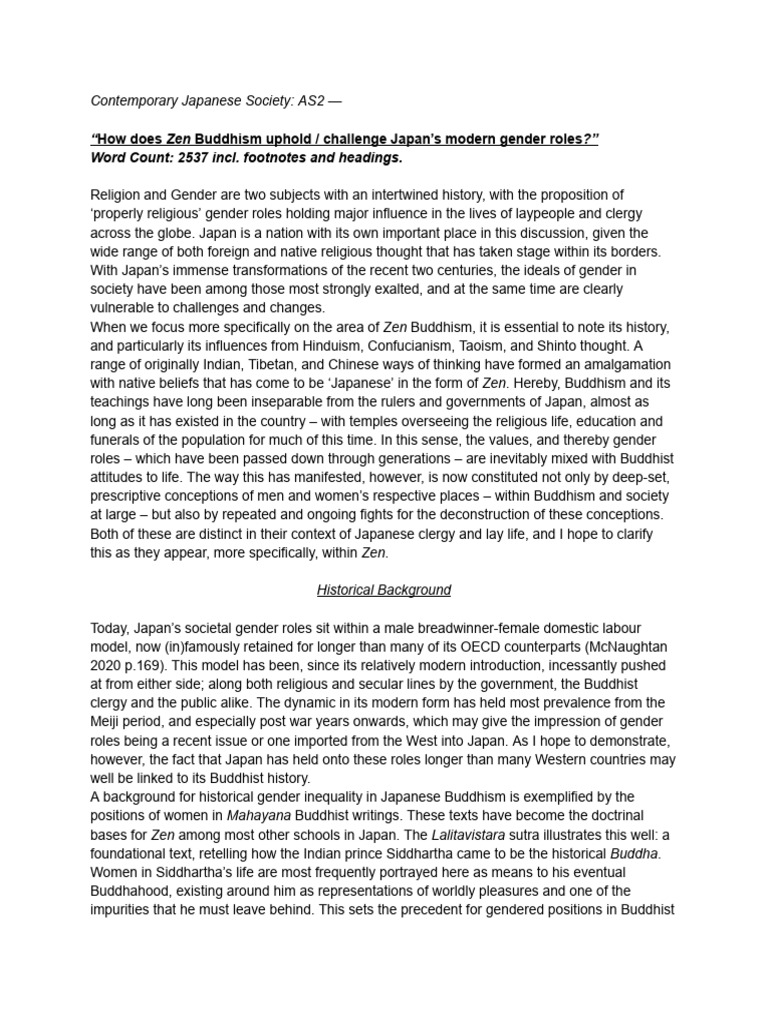 AS2 Contemporary Japanese Society - Essay How Does Zen Buddhism Uphold ...
