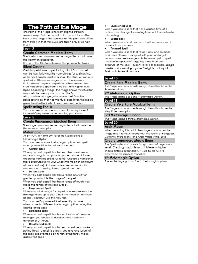 Path of Mage | PDF