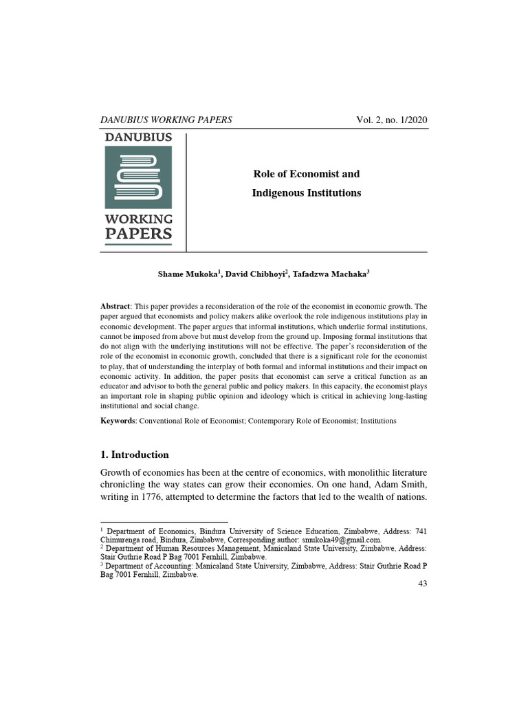 Role of Economist | Download Free PDF | Economics | Institution