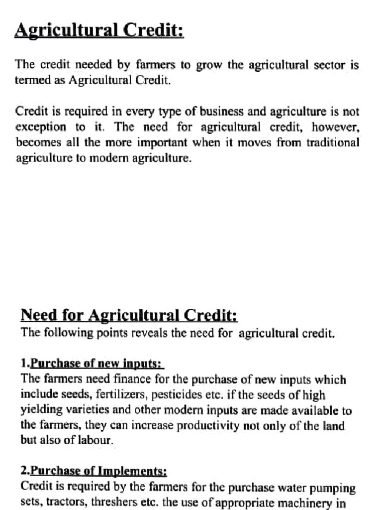 Agricultural Credit | PDF | Loans | Agriculture