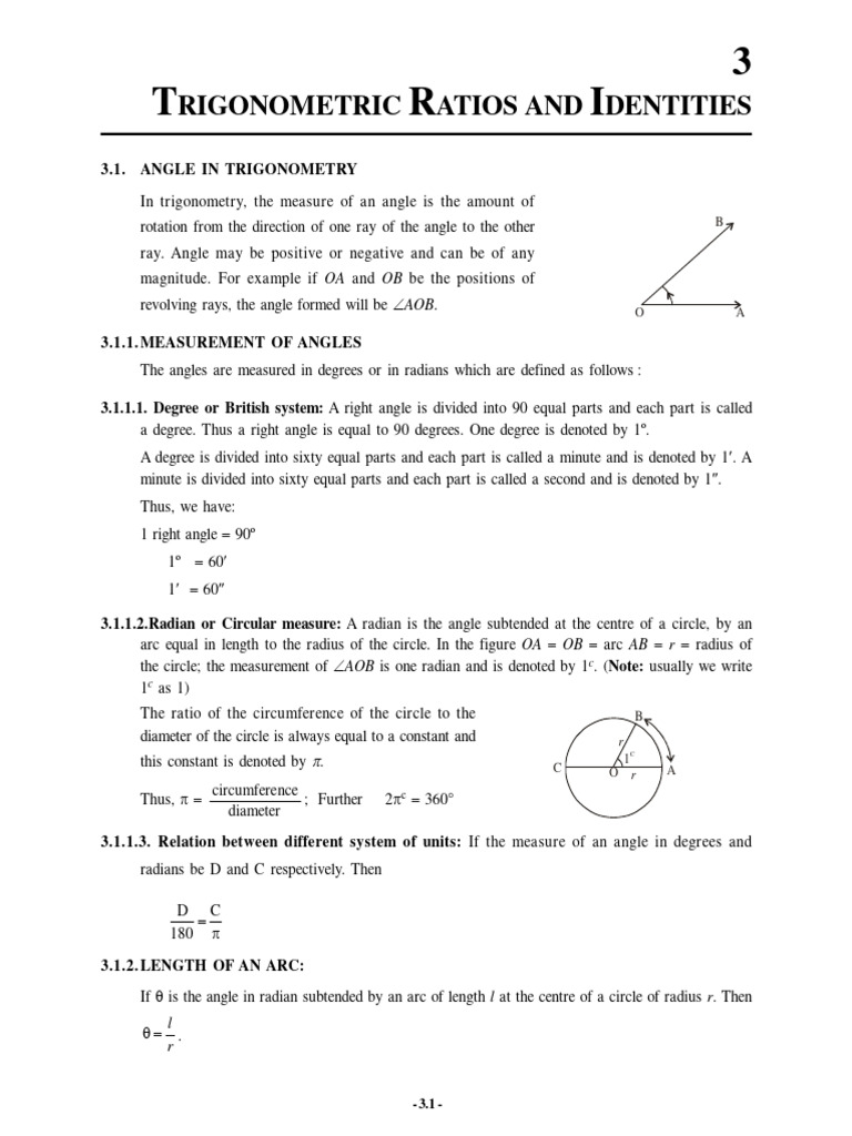 Trigono Ratios&Identities | PDF | Angle | Circle