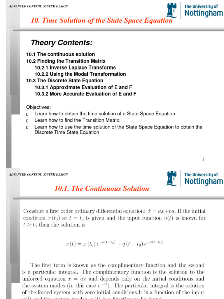 Advanced State Space Control Design | PDF | Matrix (Mathematics ...