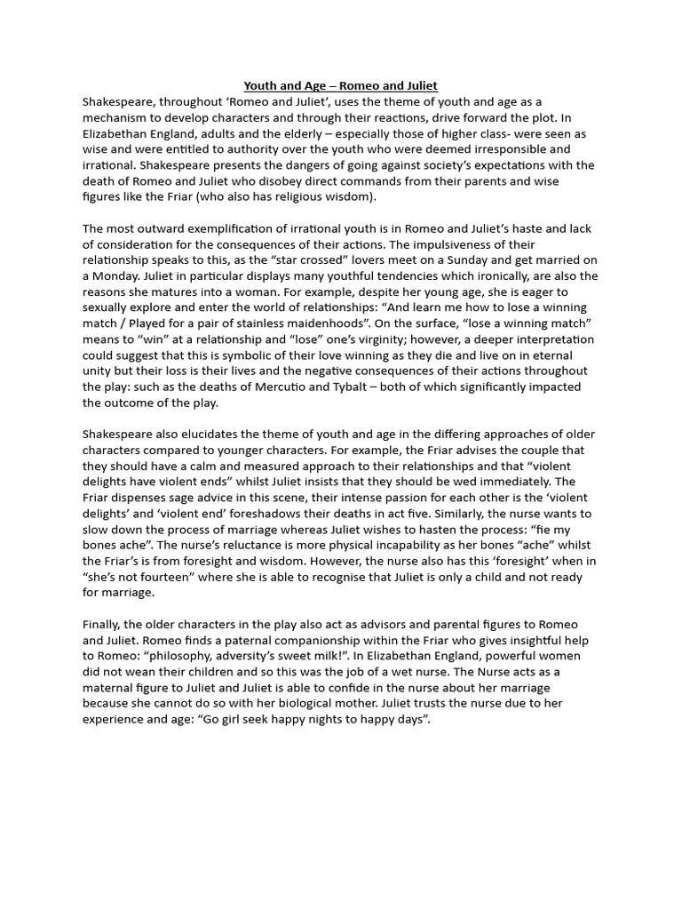 Youth and Age | PDF | Romeo And Juliet | Behavioural Sciences