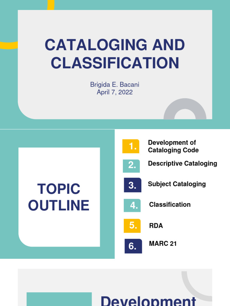 Overview of Cataloging Codes and Practices | PDF | Information Science ...