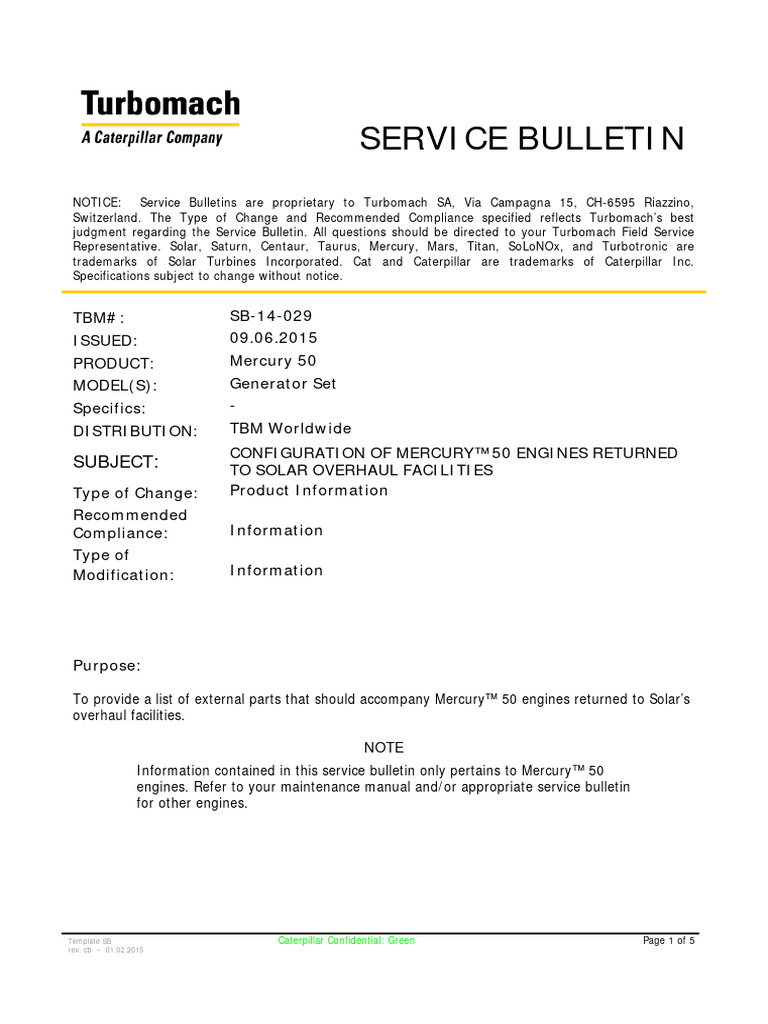 Service Bulletin: Subject | PDF
