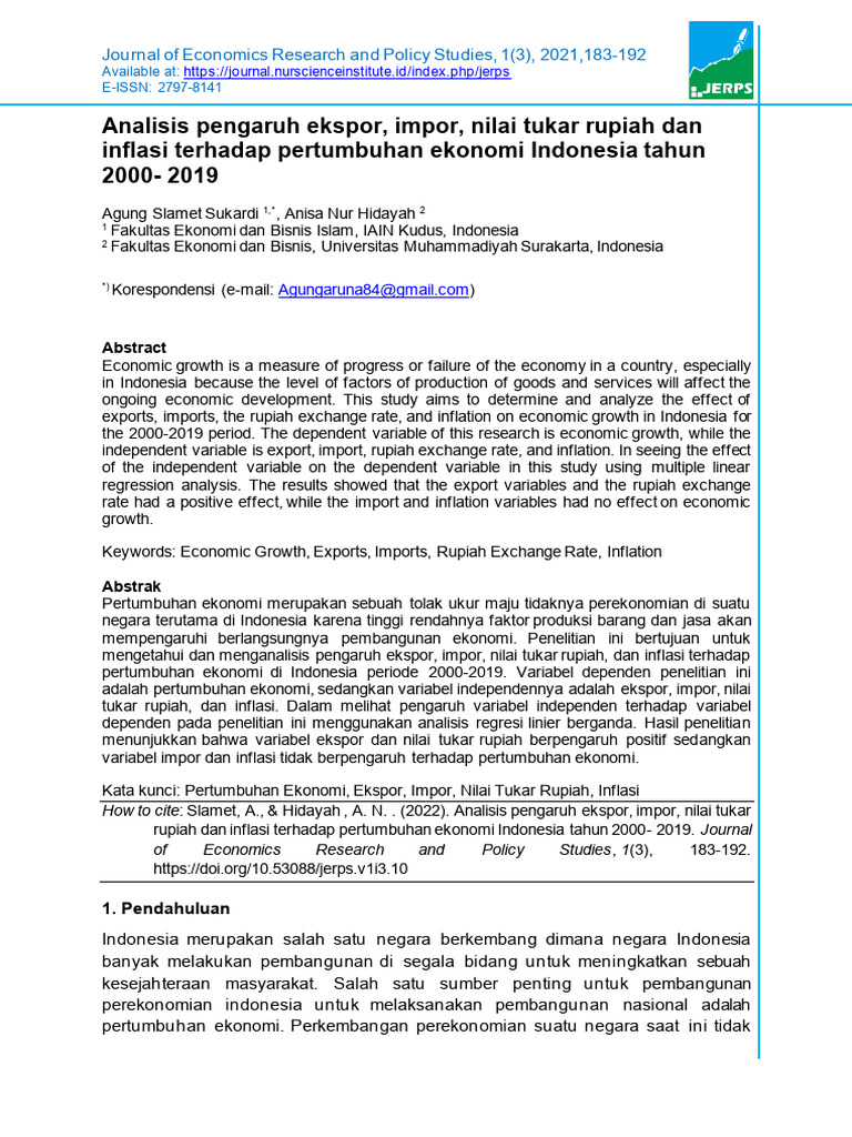 (123dok - Com) Analisis Pengaruh Ekspor Impor Nilai Tukar Rupiah Dan Inflasi Terhadap ...