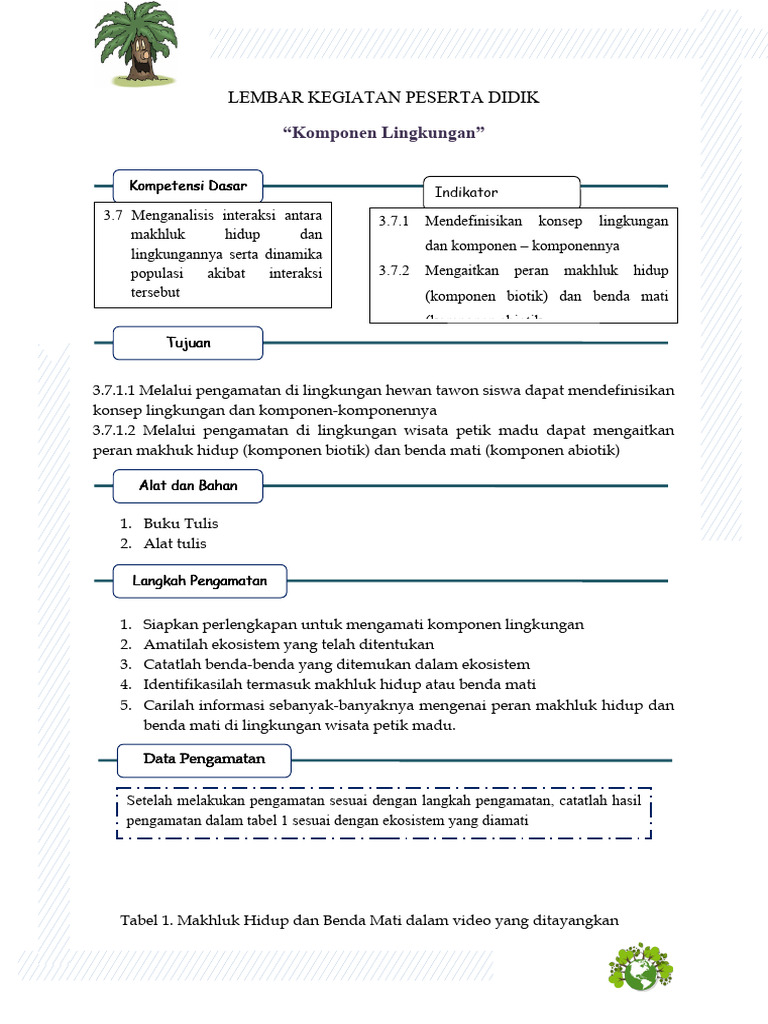 LKPD Komponen Lingkungan | PDF