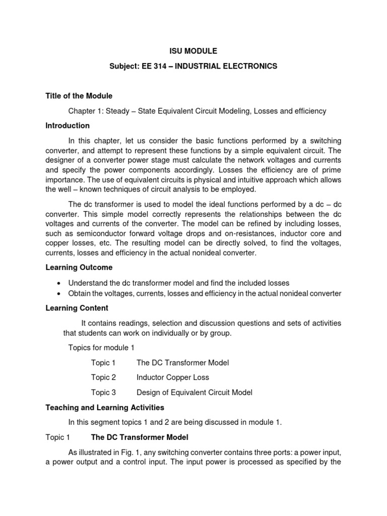 EE314 Module Chapter 1 | PDF | Electrical Network | Voltage