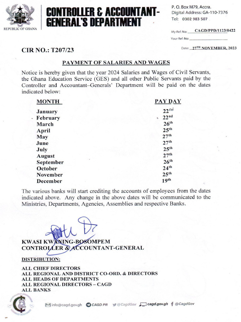 2024 Annual Payment of Wages and Salaries Time Table | PDF