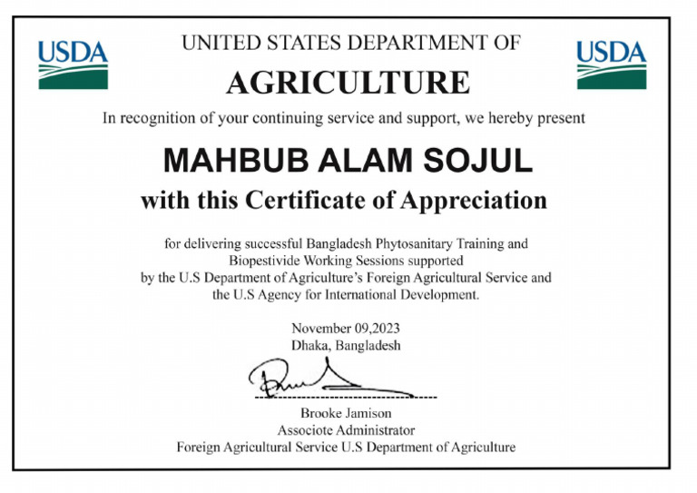 Agricultural Certificate | PDF
