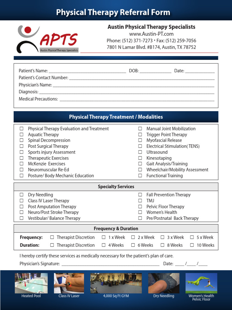 Physical Therapy Referral Form | PDF | Physical Therapy | Therapy