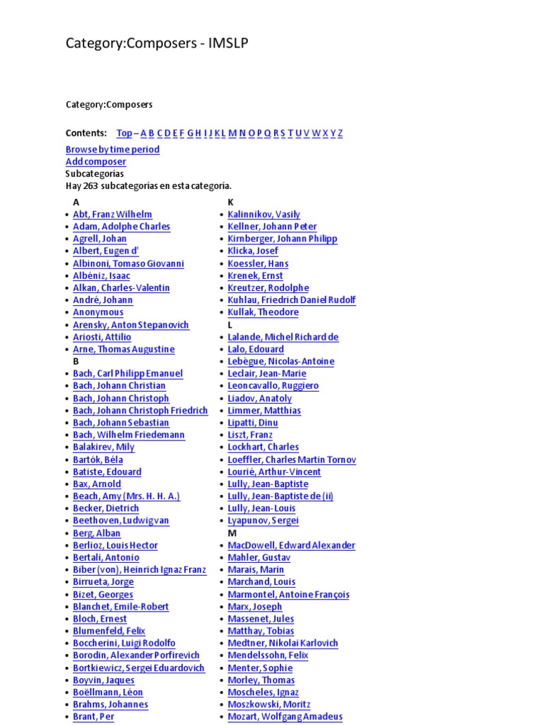IMSLP Composers Directory Overview | PDF | Johann Sebastian Bach ...