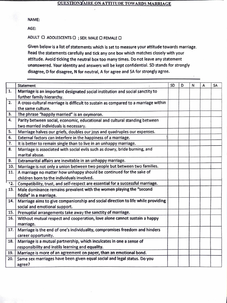 psycho project questionnaire | PDF | Marriage | Interpersonal Relationships psycho project questionnaire | PDF | Marriage | Interpersonal Relationships