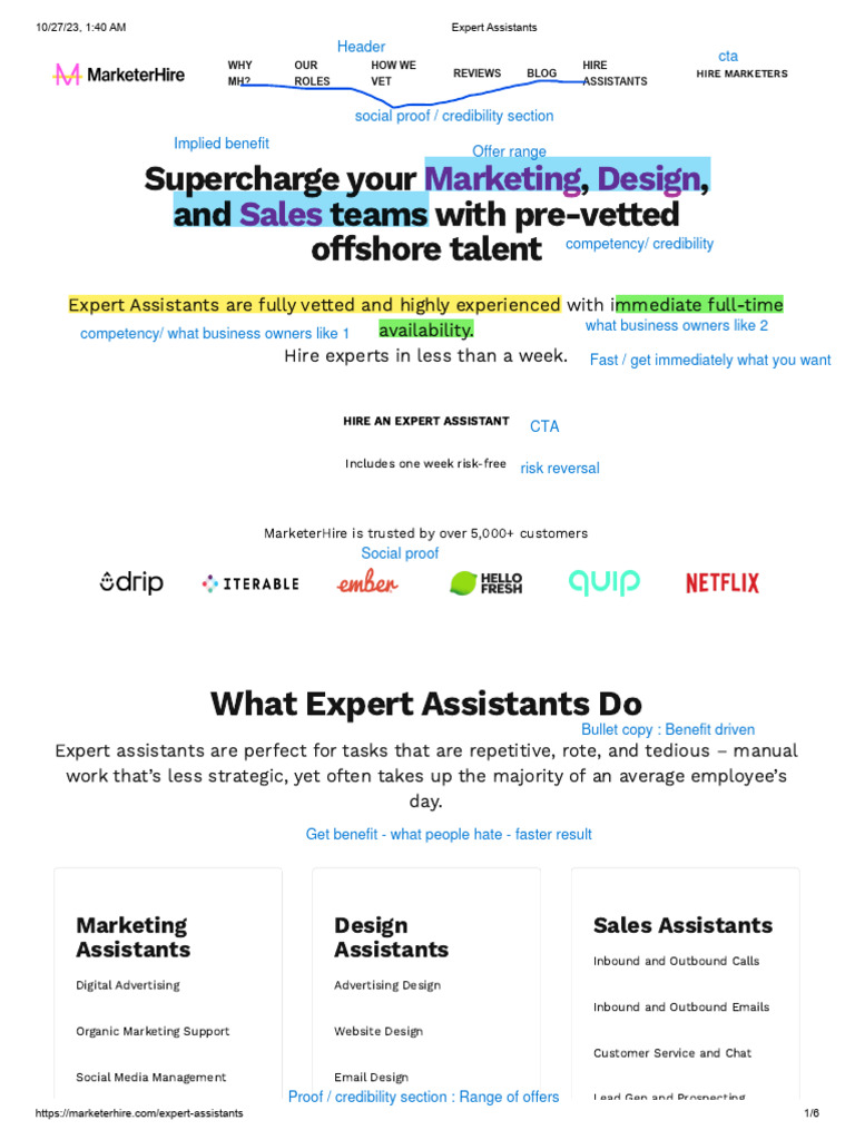 Annotated Copy by KCTan - 2 - Landing Page of Expert Assistants | PDF