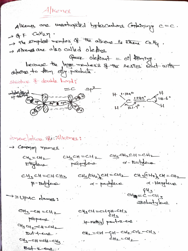 Alkenes Notes | PDF