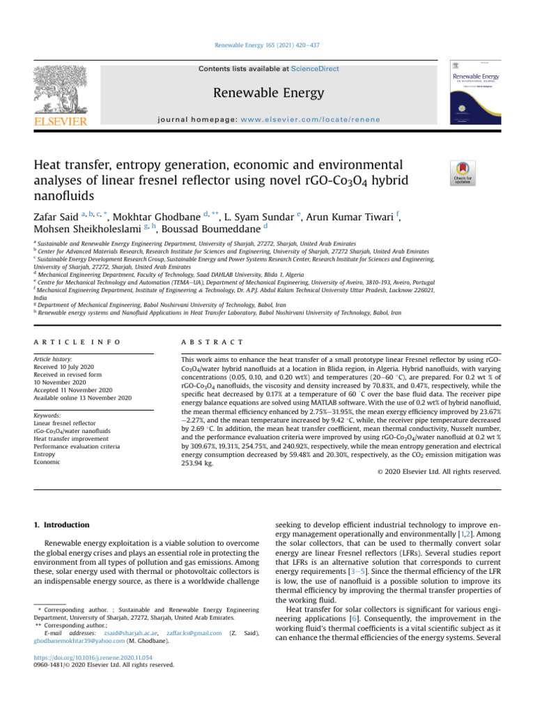 Frenel Nanofluide 2021 | PDF | Solar Energy | Nanomaterials