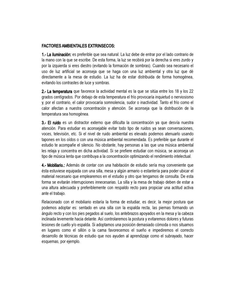 Factores Ambientales Extrinsecos. | PDF