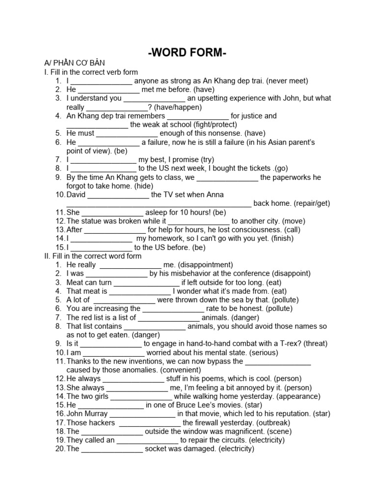 Word Form 1 2SG | PDF