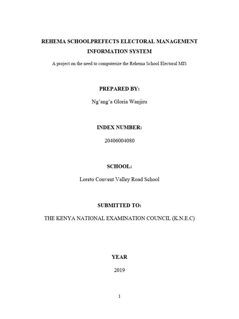 Rehema School Prefects Electoral Management Information System-Documentation | PDF | Data ...