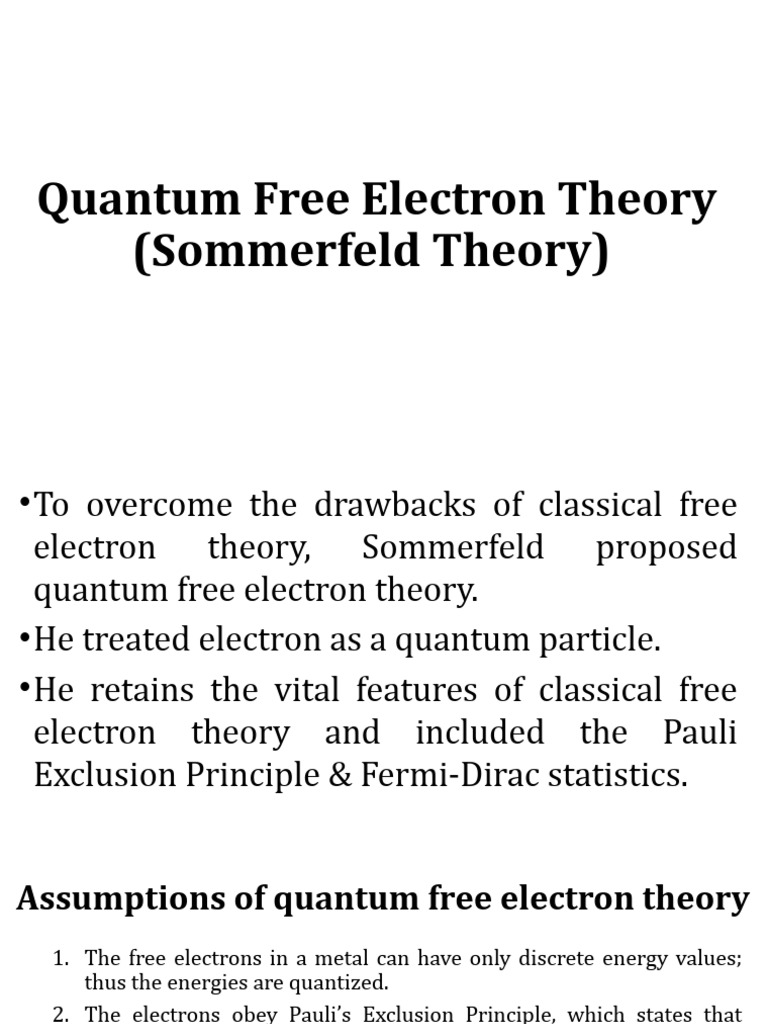 Share 4. Quantum Free Electron Theory 3 | PDF | Electron | Energy Level