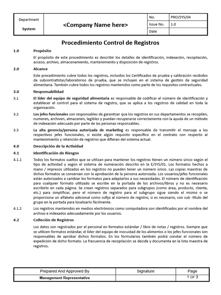 PRO - SYS - 04 - Procedimiento para Control de Expediente | PDF | Archivo de computadora ...