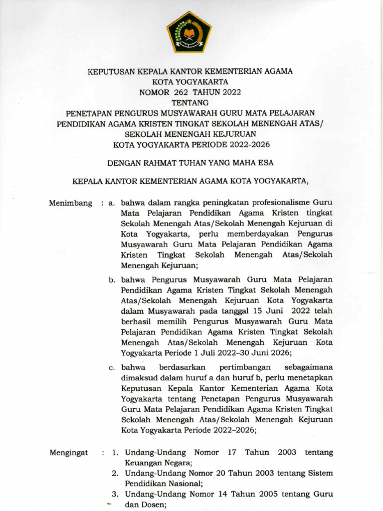 SK MGMP Sma-Smk Kota Yogyakarta 2022 | PDF