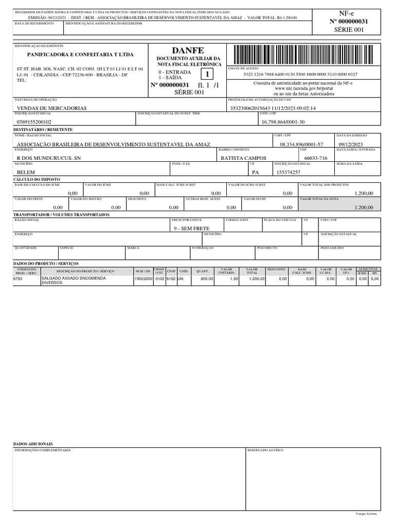 Exemplo 2 de nota | PDF | Recibo | Serviços financeiros