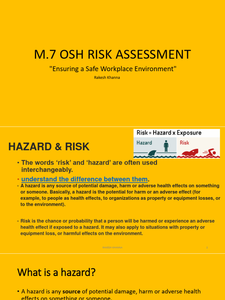 M.7 Osh Risk Assessment | PDF